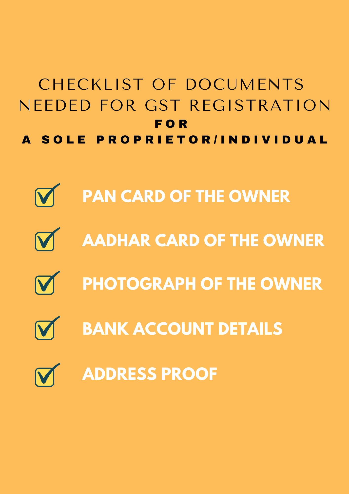 Comprehensive Checklist of Documents Required for GST Registration