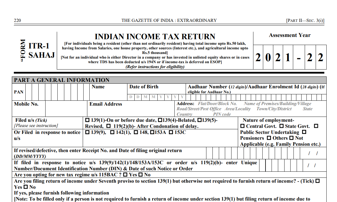 What is ITR 1 Form and How to File It?