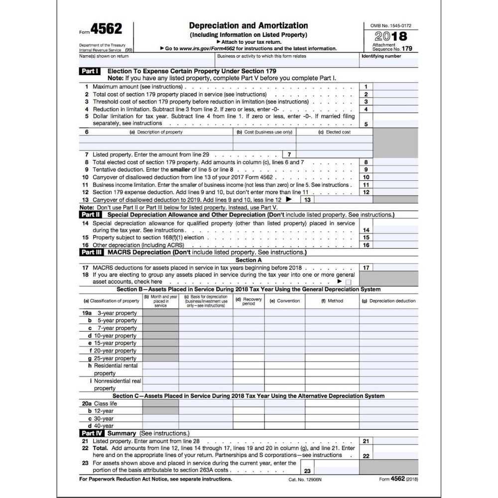 What is the IRS Form 4562?