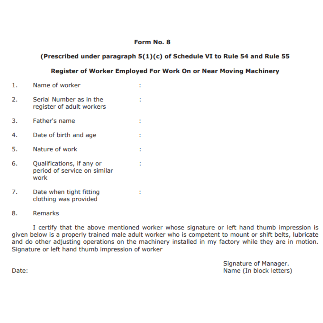 Gujarat Factories Rules, 1963 - Forms (Part 2)