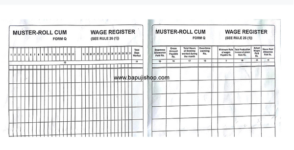 Form Q - Muster roll wage register - Maharashtra S&E act