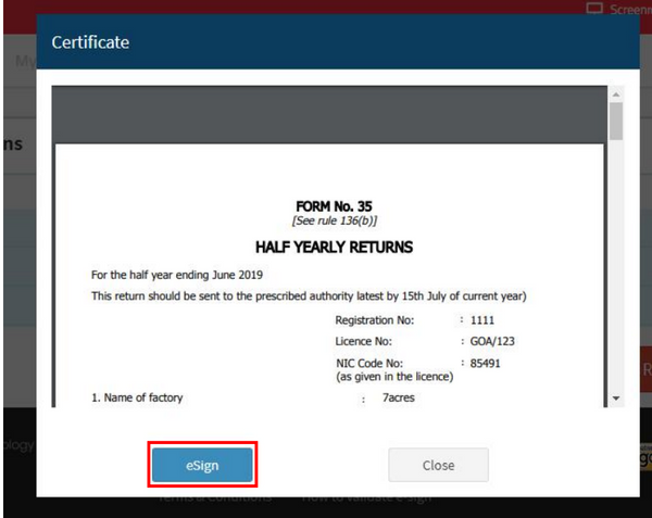 Goa - Form 35 - Half Yearly Returns