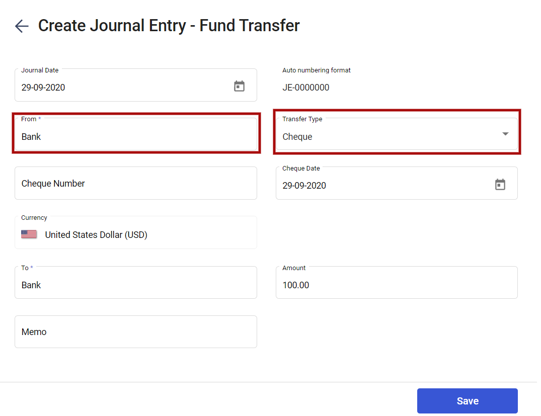 How do I make a Fund Transfer in Deskera Books?