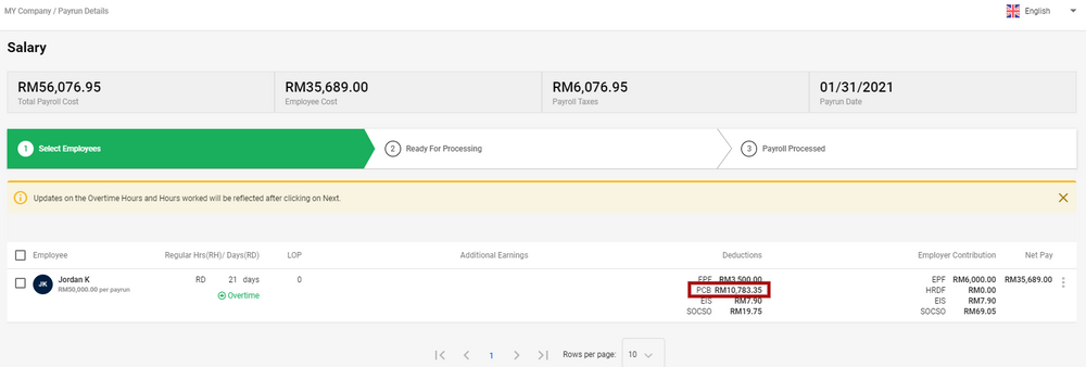 Malaysia Payroll: How is MTD/PCB calculated in Deskera People?