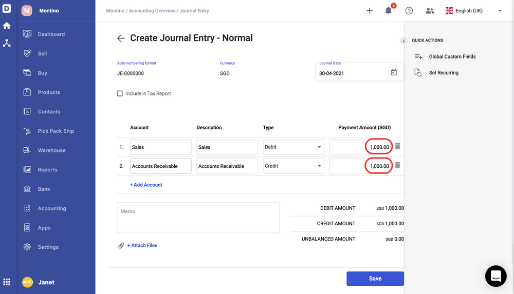 How do I create a Normal Journal Entry in Deskera Books?