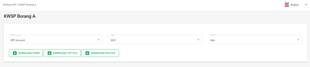How to generate KWSP Borang A Form/TXT/CSV file using Deskera People?