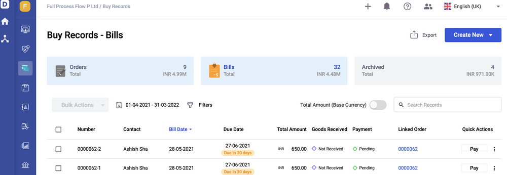 How to create partial bill in Deskera Books+?