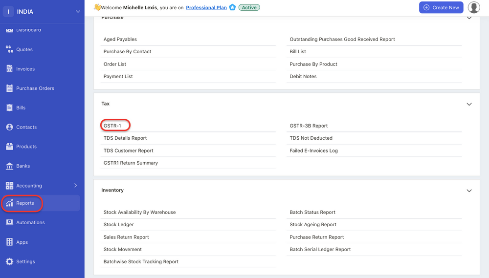 India: How to generate GSTR-1 Report?