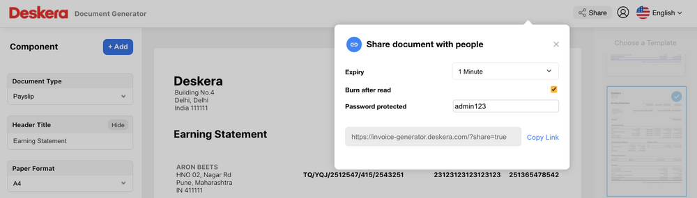 How to design payslip template using Deskera People Plus?