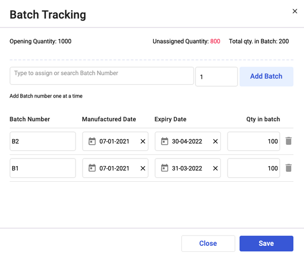 How to create batch and serial number in Deskera Books?