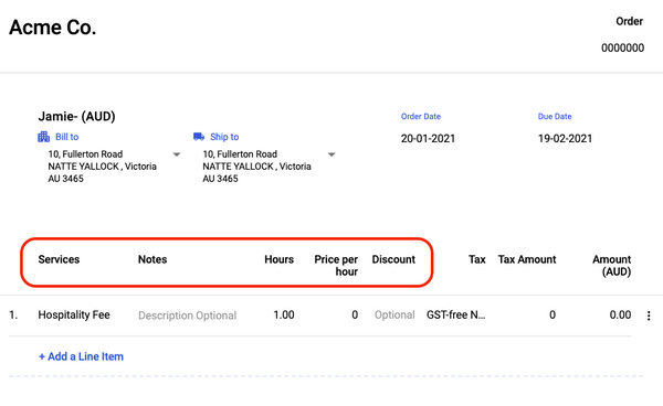 How do I customize the header in the invoice and bill document?
