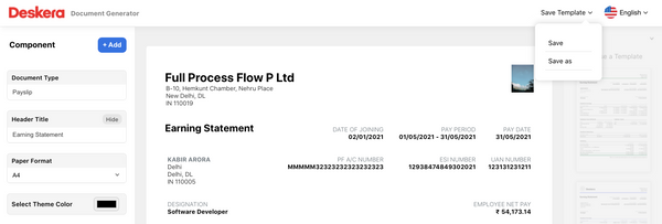 How to design payslip template using Deskera People Plus?