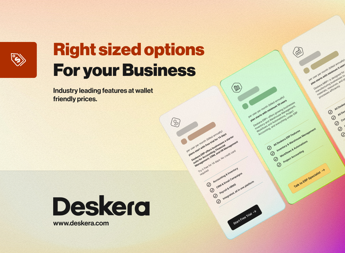 Deskera Pricing - All in One ERP & MRP Solutions for Your Business